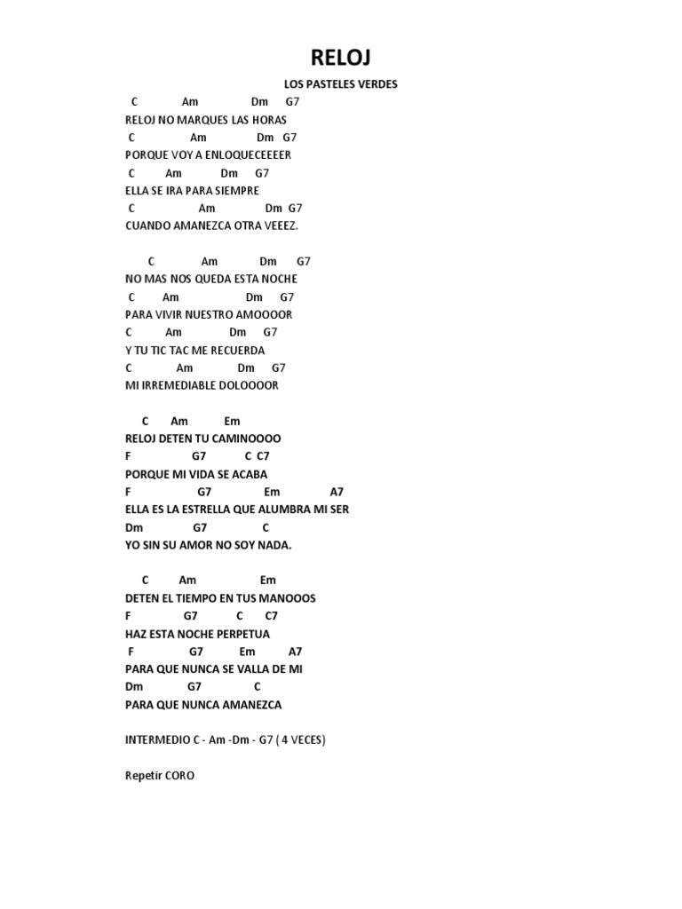 Pasteles Verdes - Reloj Guitarra Acordes | PDF