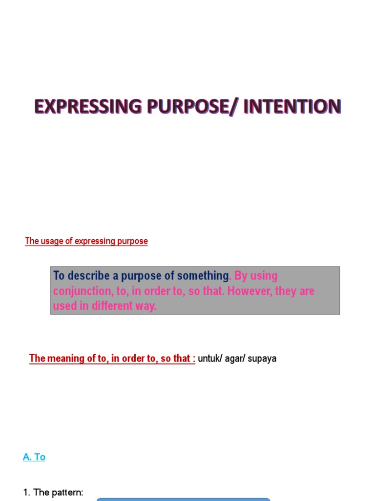 Expressing Purpose or Intention | PDF