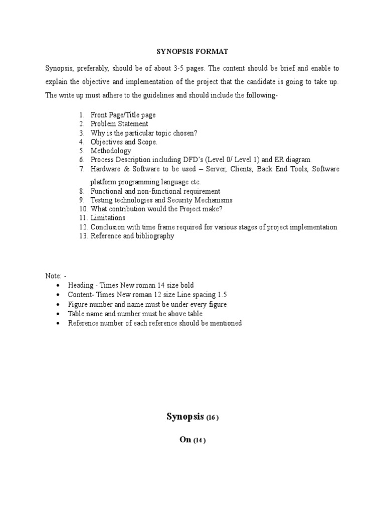 Guidelines for Developing an Effective Project Synopsis | PDF ...