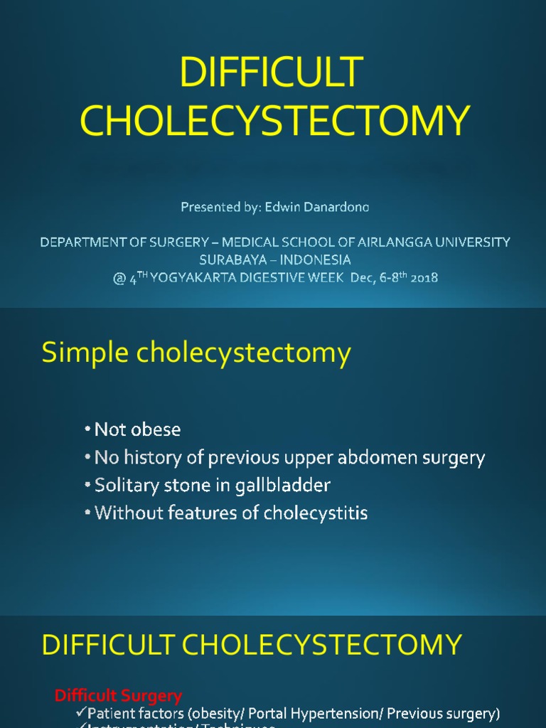 Challenges in Difficult Cholecystectomy | PDF | Wellness
