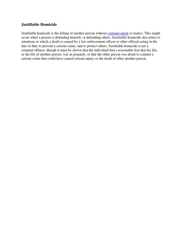Understanding Justifiable Homicide | PDF | Homicide | Crime & Violence