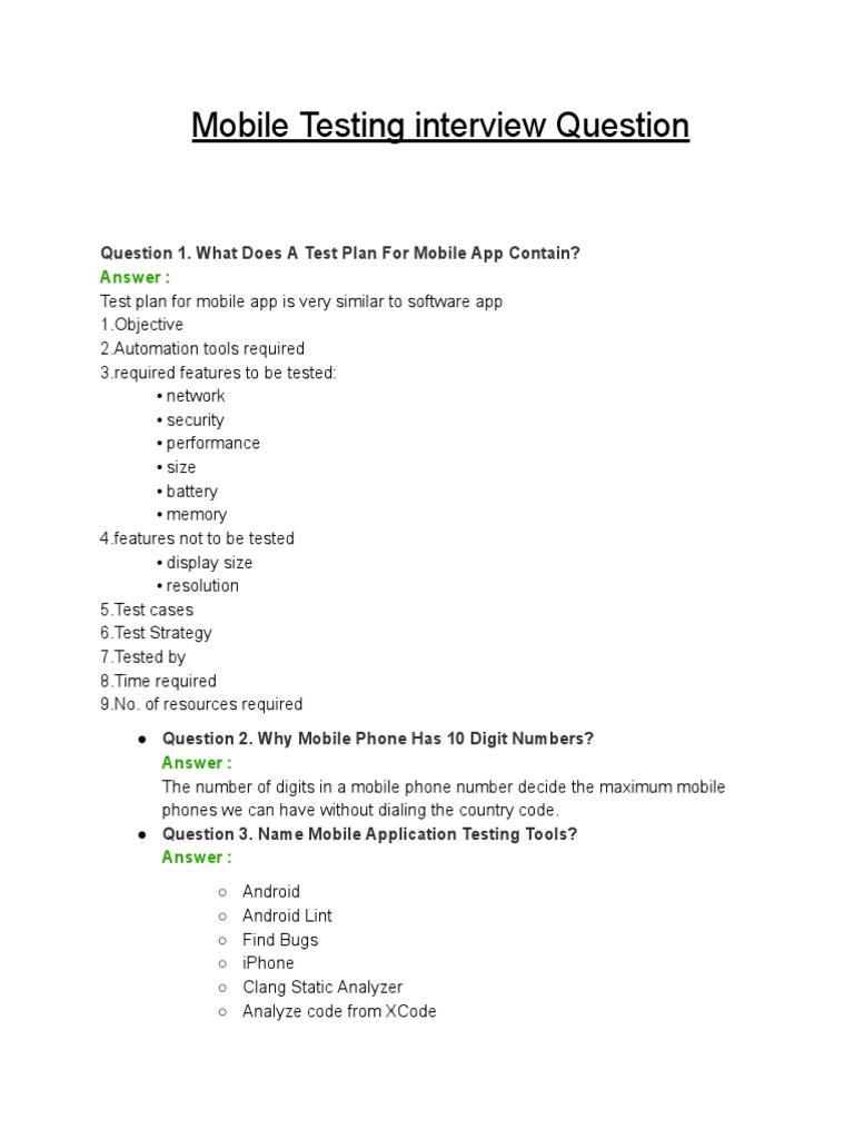 Mobile Testing Interview Question & Answer | PDF | Mobile App | Ios