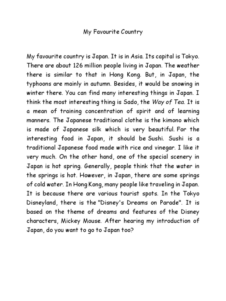 My Favourite Country | PDF