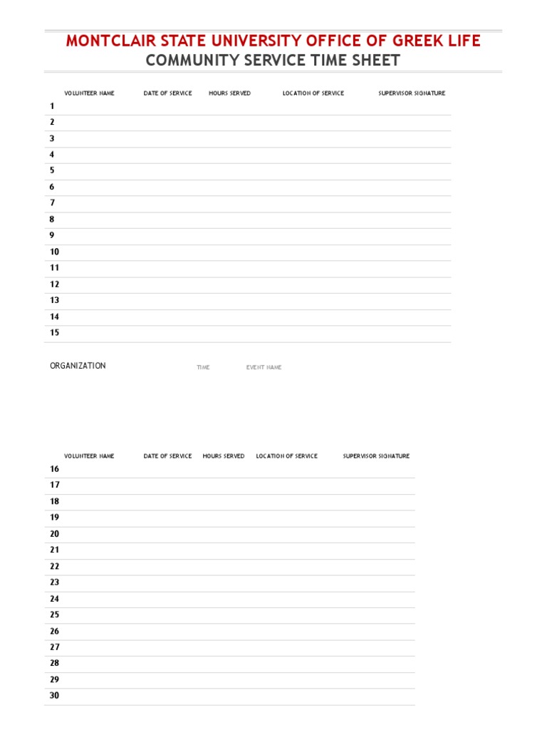 Volunteer Sheet | PDF