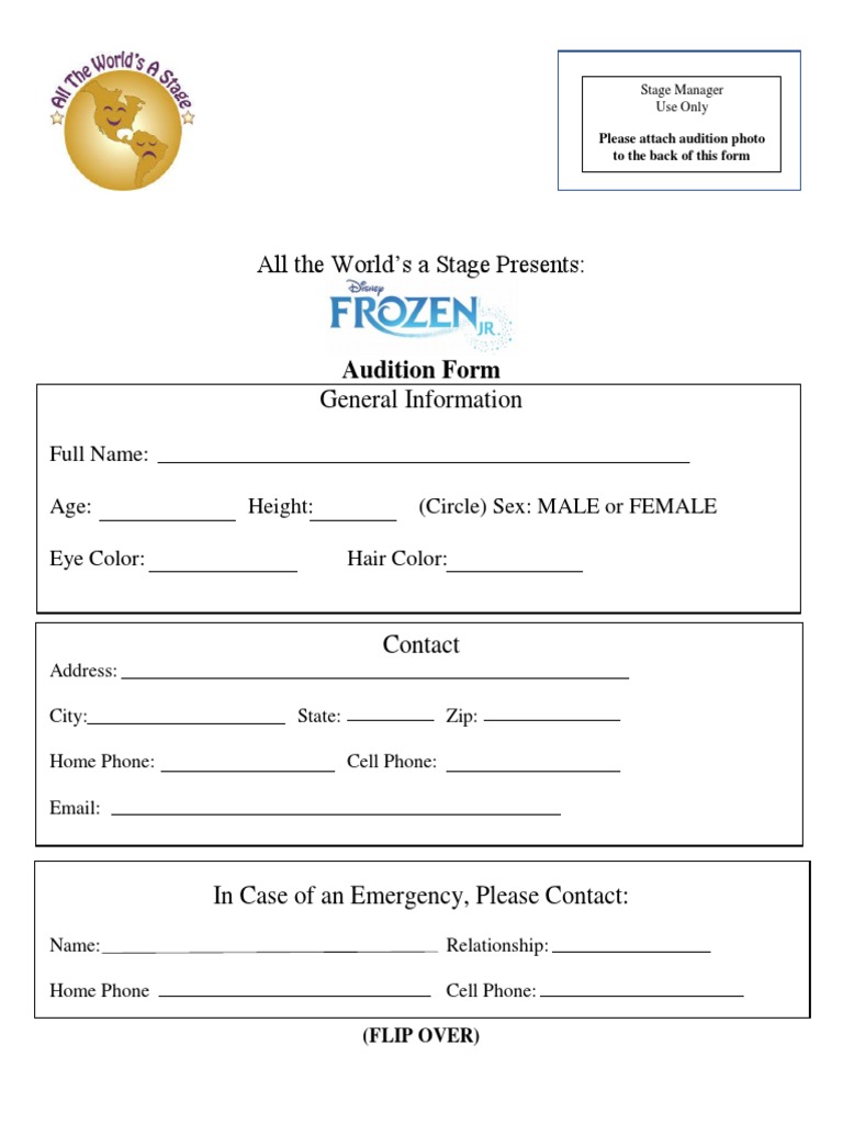 Frozen Audition Form | PDF | Audition | Singing