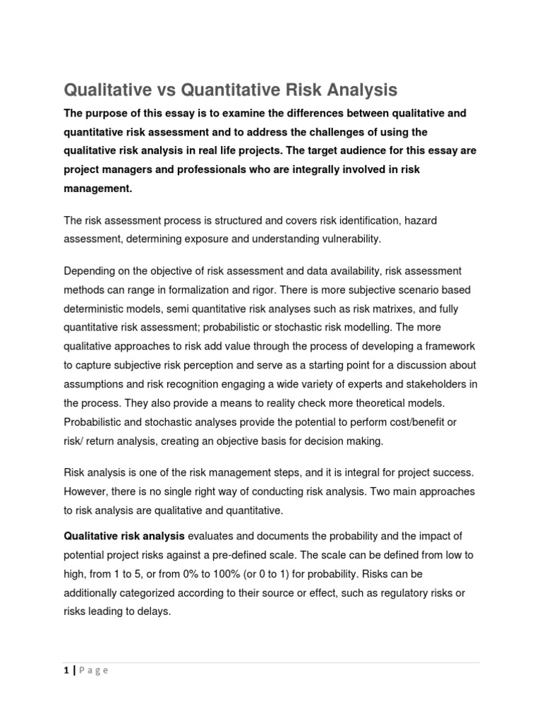 Qualitative Vs Quantitative Risk Analysis-3 | PDF | Data Analysis | Risk