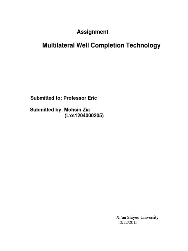 Multilateral Well Completion Overview | PDF | Oil Well | Petroleum ...