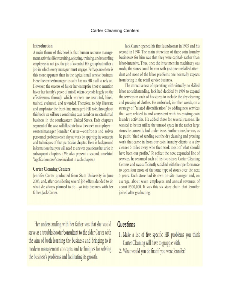Chapter1-Carter Cleaning Centers PDF | PDF | Employee Relations ...