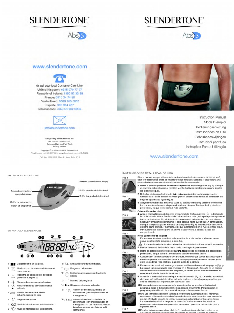 Slendertone Abs5 Instrucciones | PDF | Abdomen | Músculo