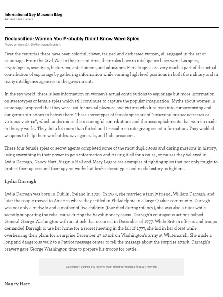 Declassified: Women You Probably Didn't Know Were Spies: International ...