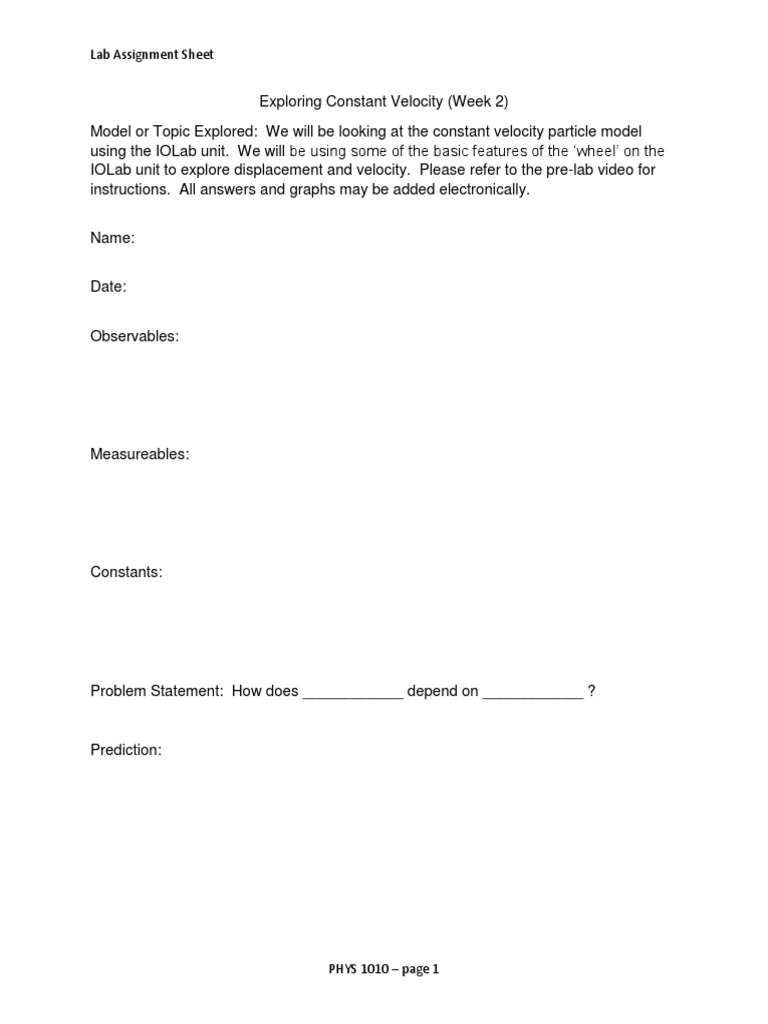 Lab 2 - Exploring Constant Velocity | PDF | Computers | Technology ...