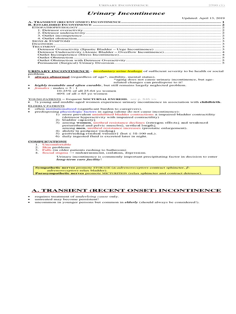 Understanding Urinary Incontinence: Etiologies, Pathophysiology ...
