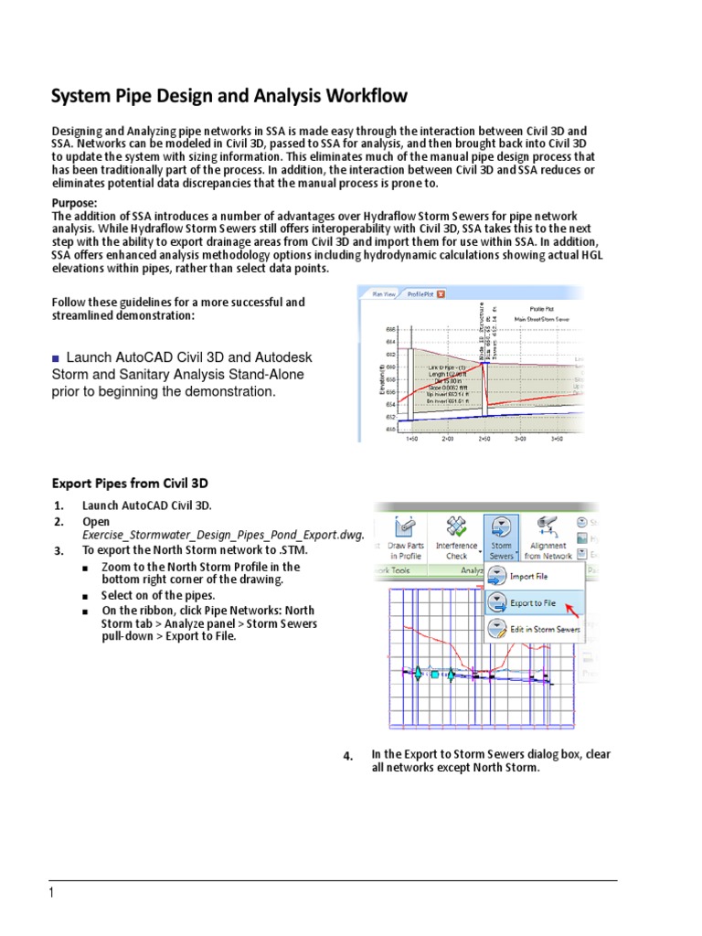 SSA - 07-System Pipe Design and Analysis Workflow PDF | PDF | Auto Cad | Software