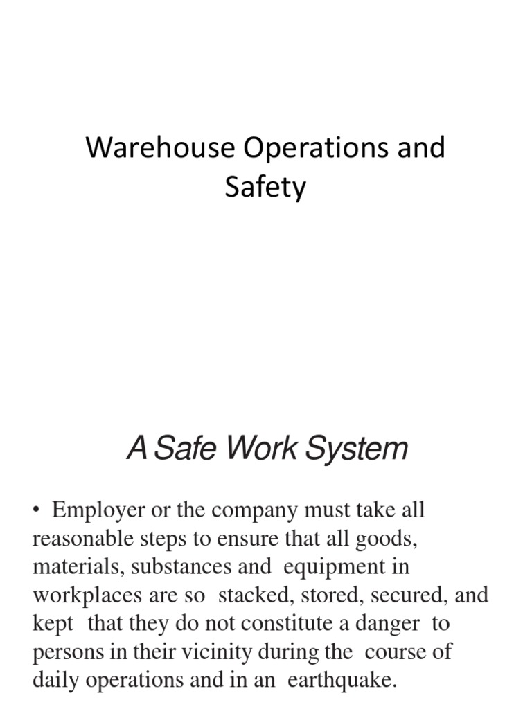 Warehouse Operations and Safety | PDF | Warehouse | Pallet