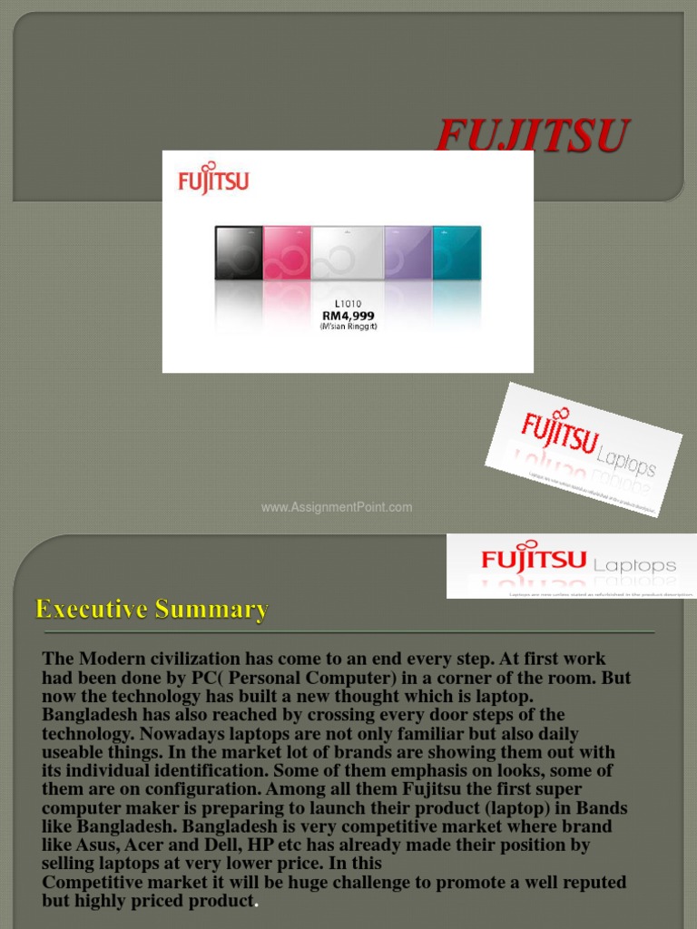 Presentation On Fujitsu Marketing Plan | PDF | Laptop | Personal Computers