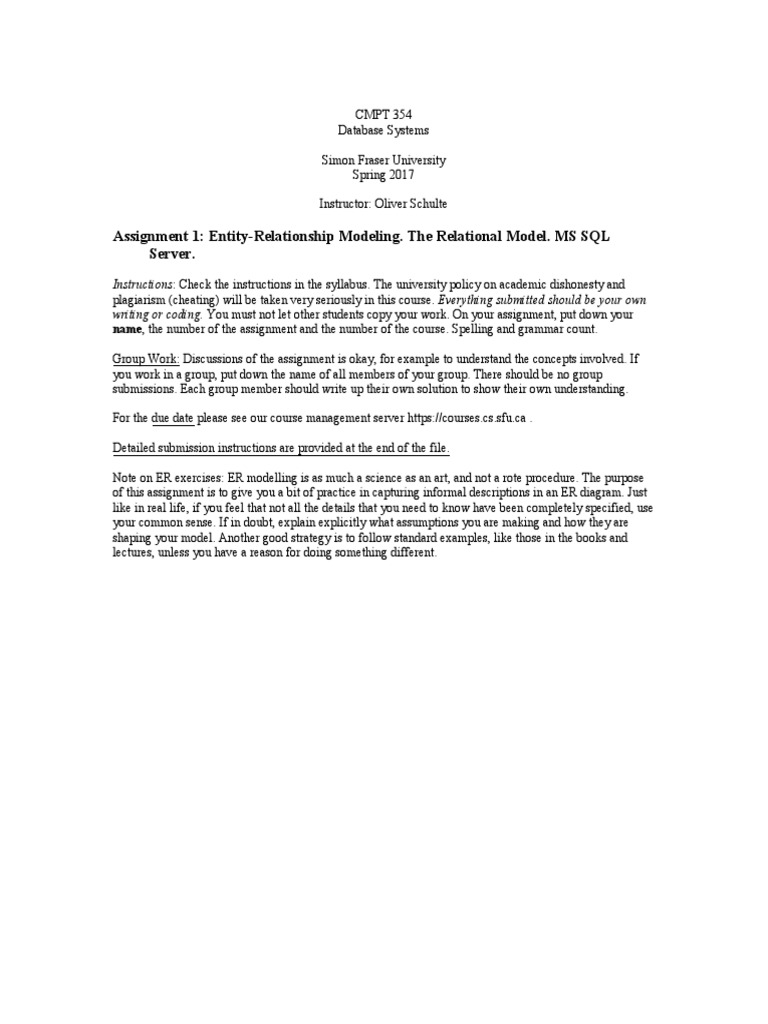 Assignment 1 | PDF | Relational Database | Relational Model