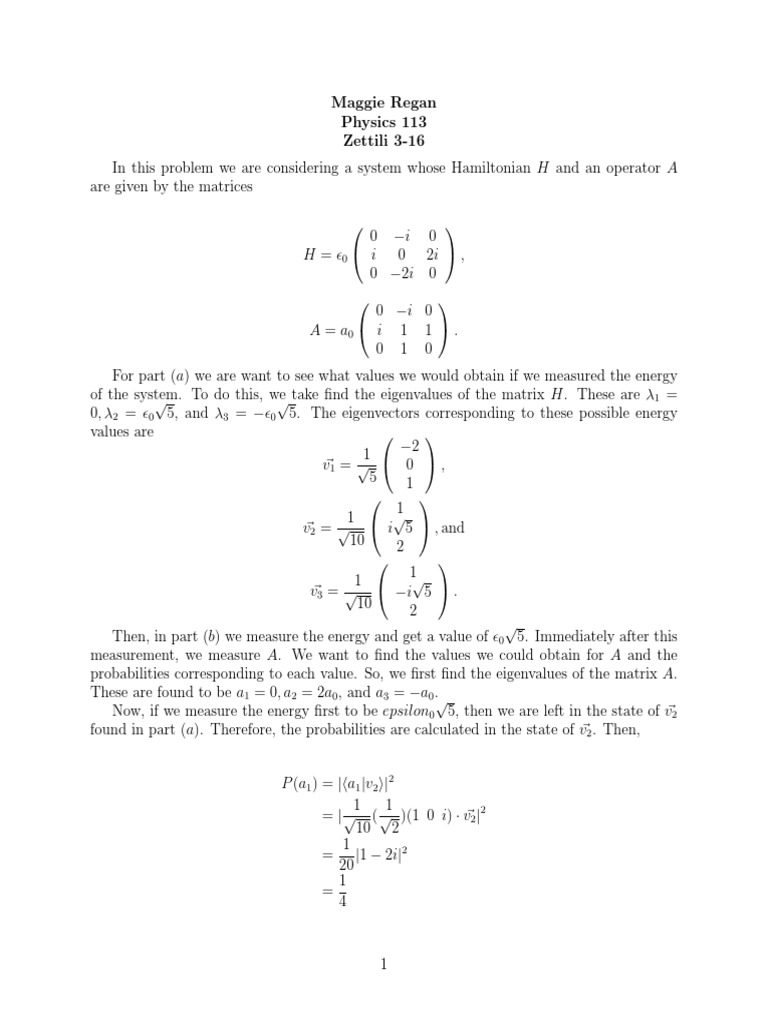 Week 3 PDF | PDF | Eigenvalues And Eigenvectors | Modern Physics