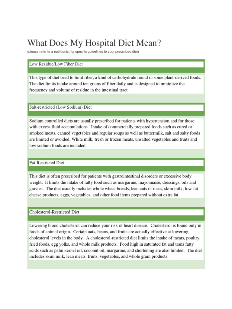 Understanding Hospital Diet Types | PDF | Whole Grain | Diabetic Diet