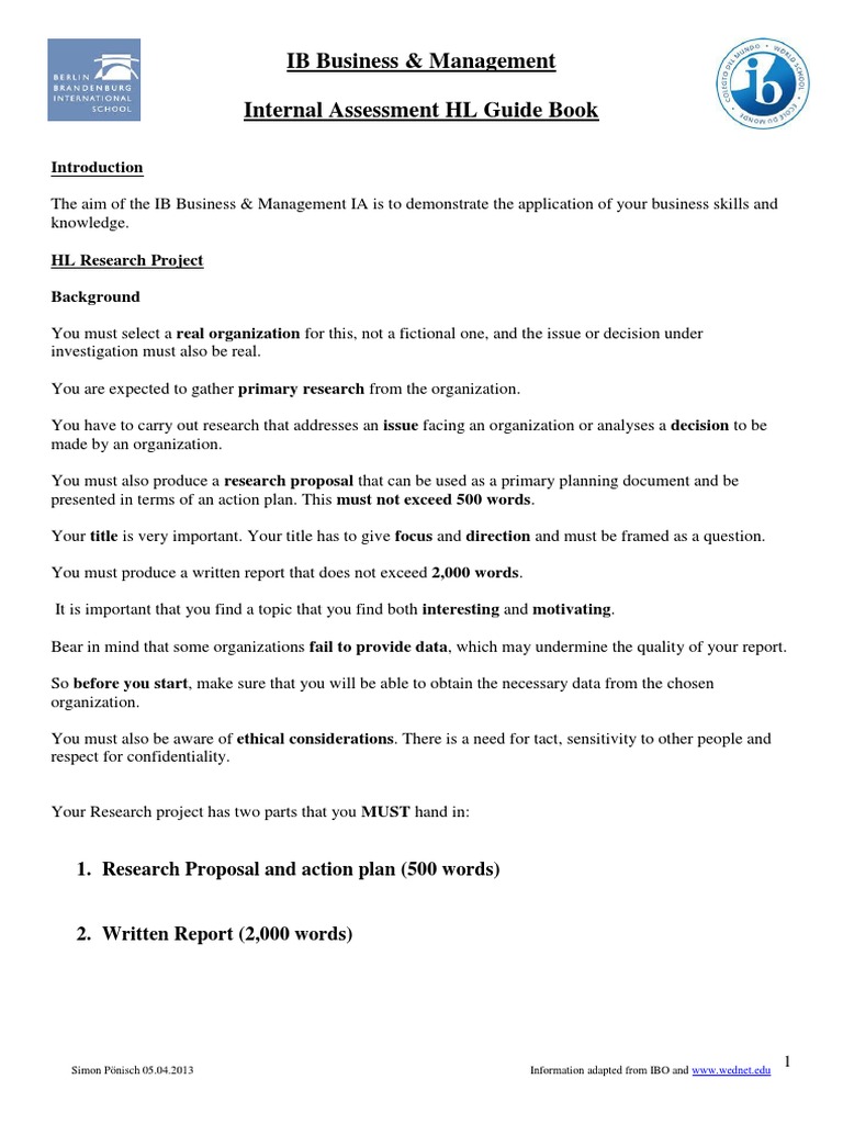 IB Business & Management IA Guide | PDF | Survey Methodology | Citation