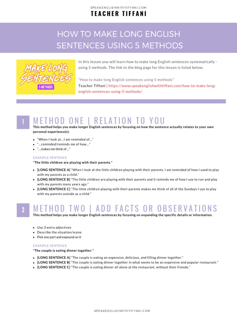 How To Make Long English Sentences Using 5 Methods | PDF | English ...