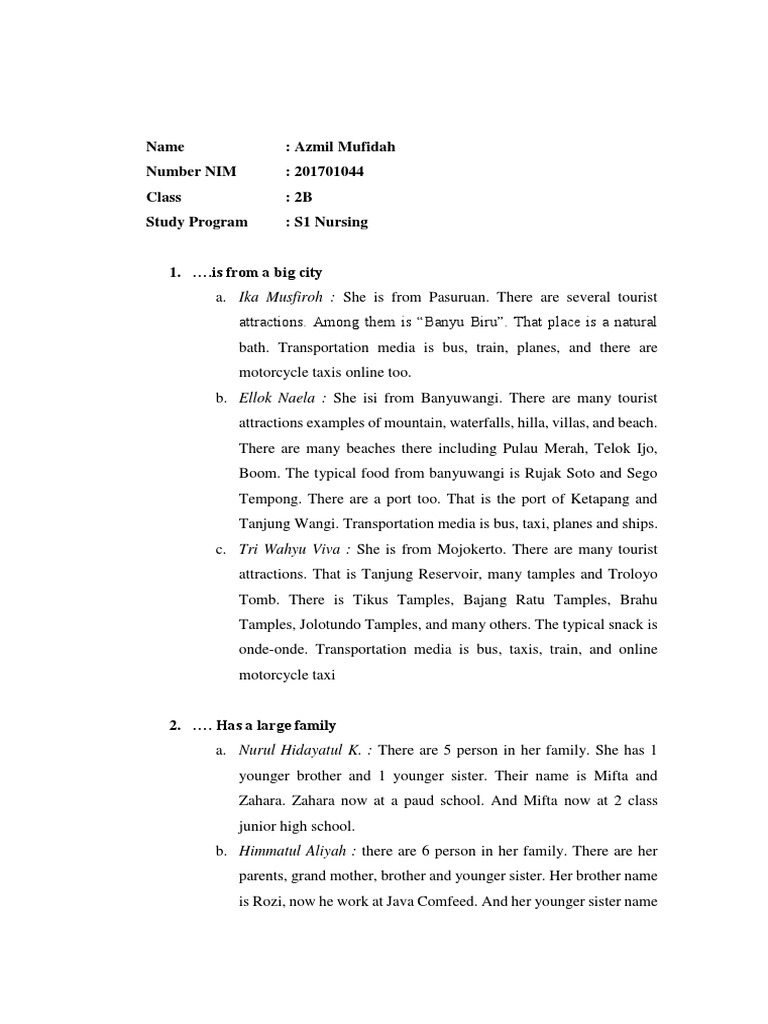 Name: Azmil Mufidah Number NIM: 201701044 Class: 2B Study Program: S1 ...