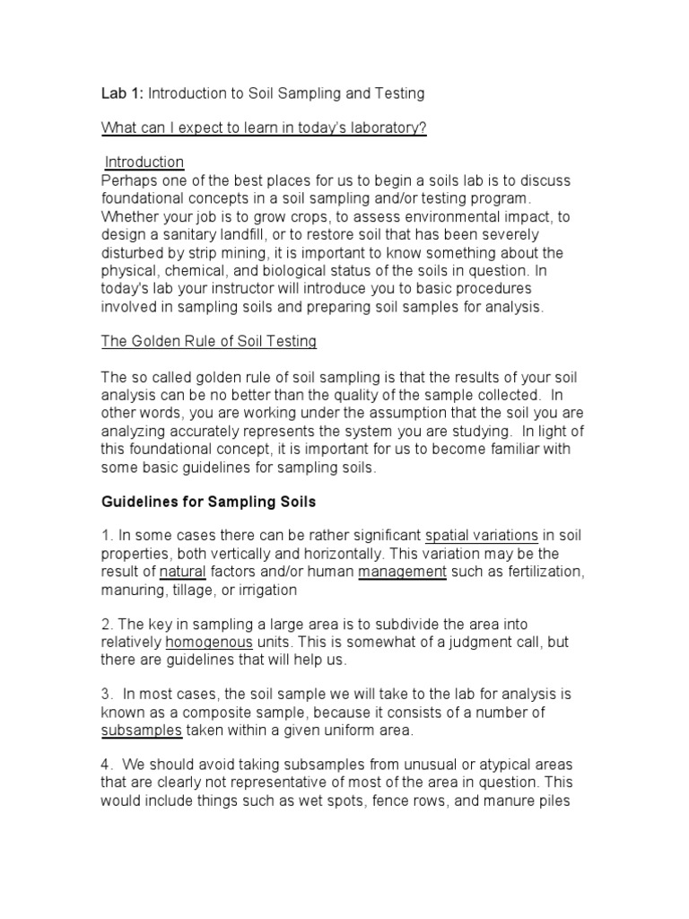 Soils Lab 1 | PDF | Sampling (Statistics) | Soil