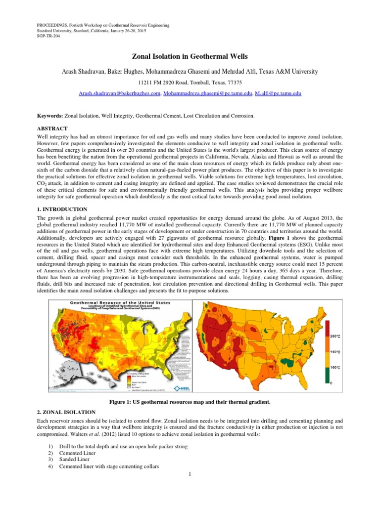 Zonal Isolation in Geothermal Wells | Download Free PDF | Casing ...
