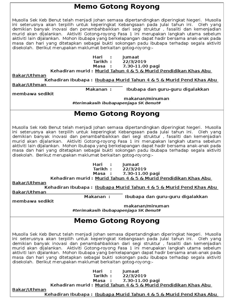 Memo Gotong Royong | PDF
