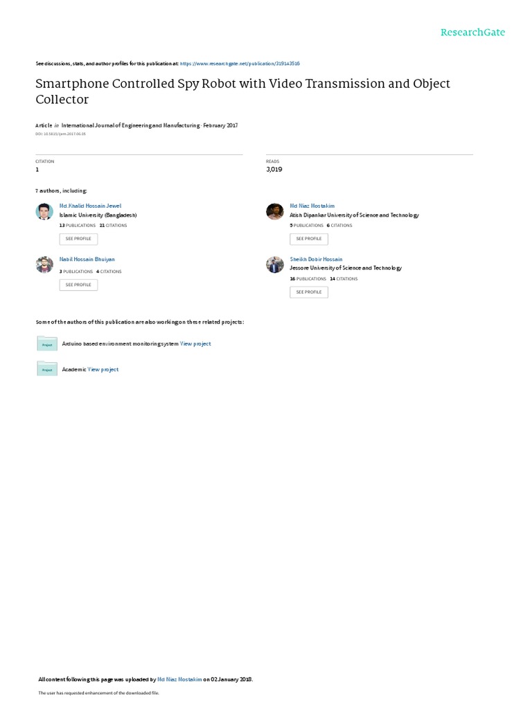 Smartphone Controlled Spy Robot With Video Transmi | PDF | Smartphone ...
