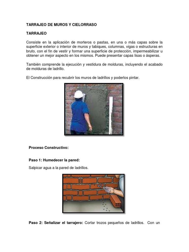 Tarrajeo en Muros y Cielorraso | PDF | Andamio | Hormigón