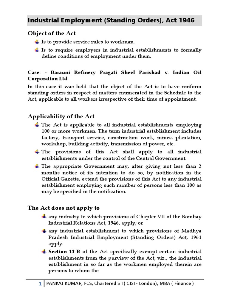 Industrial Employment (Standing Orders) Act, 1946 | PDF | Strike Action ...