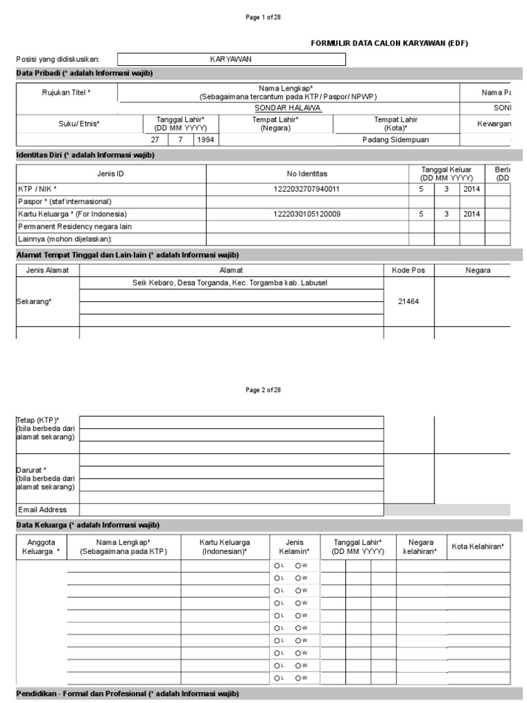 New Employee Data Form (In Vers) 1.3 | PDF