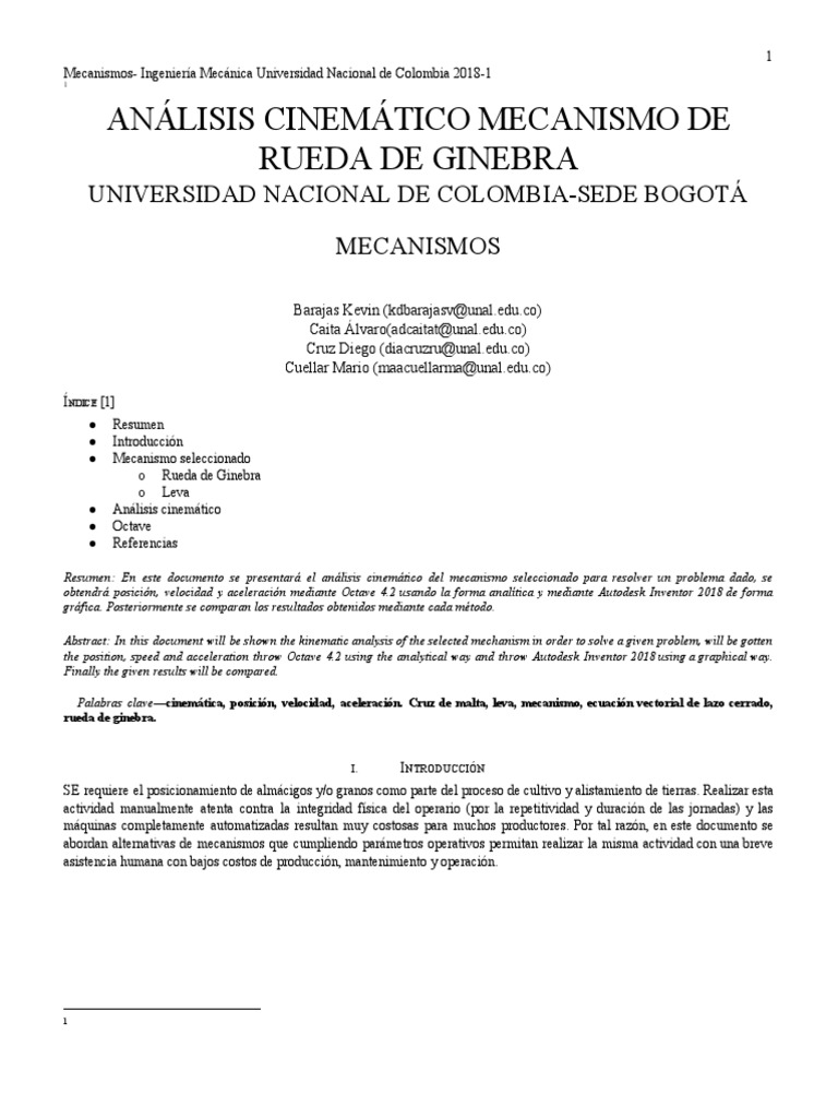 Proposal Report - Final Project, Mechanisms | PDF | Mecánica | Mecanica ...
