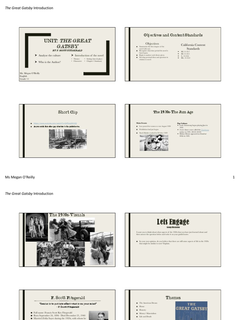 Handout Slides | PDF | The Great Gatsby