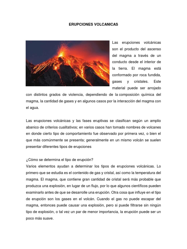 ERUPCIONES VOLCANICAS | Tipos de erupciones volcánicas | Volcán