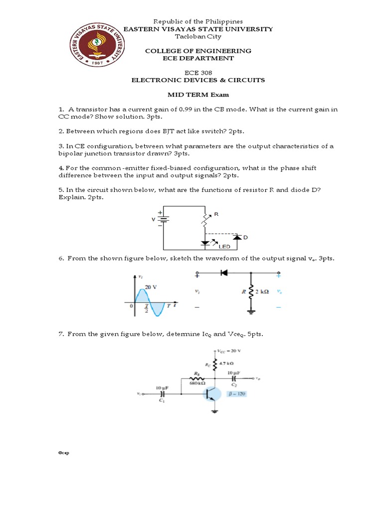 ECE 308 Exam | PDF