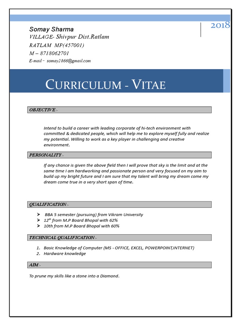 CV for BBA Graduate with Teaching Experience | PDF