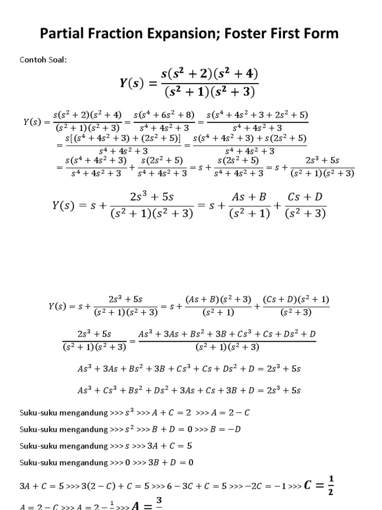 Partial Fraction Expansion Foster First Form | PDF