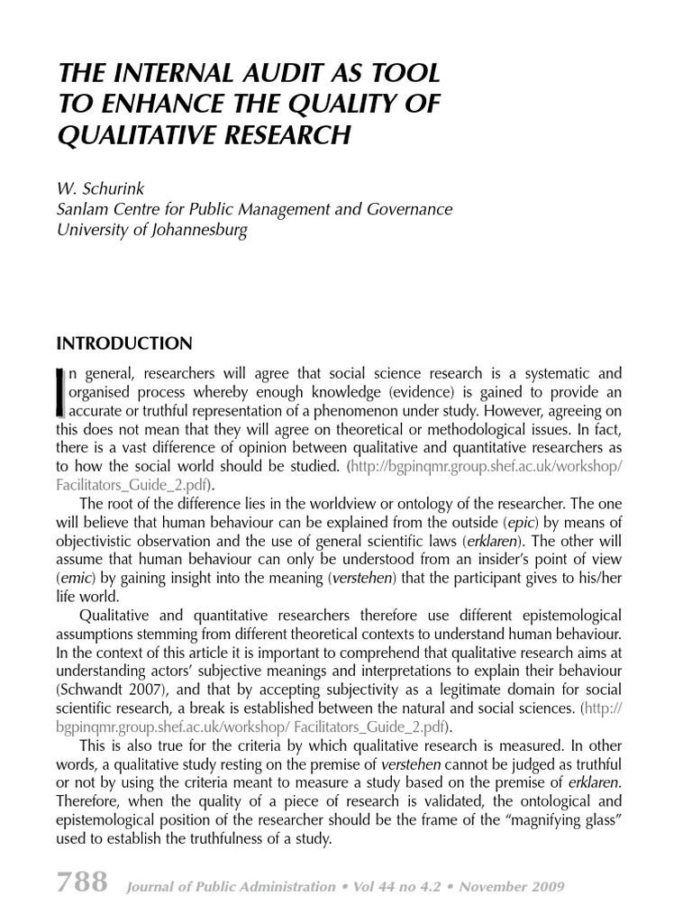 The Internal Audit As Tool To Enhance The Quality of Qualitative ...