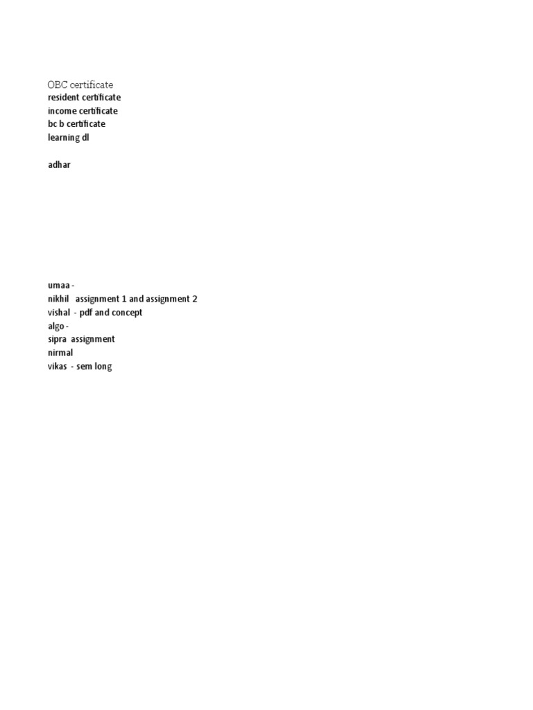 Essential Certificates and Assignments List | PDF