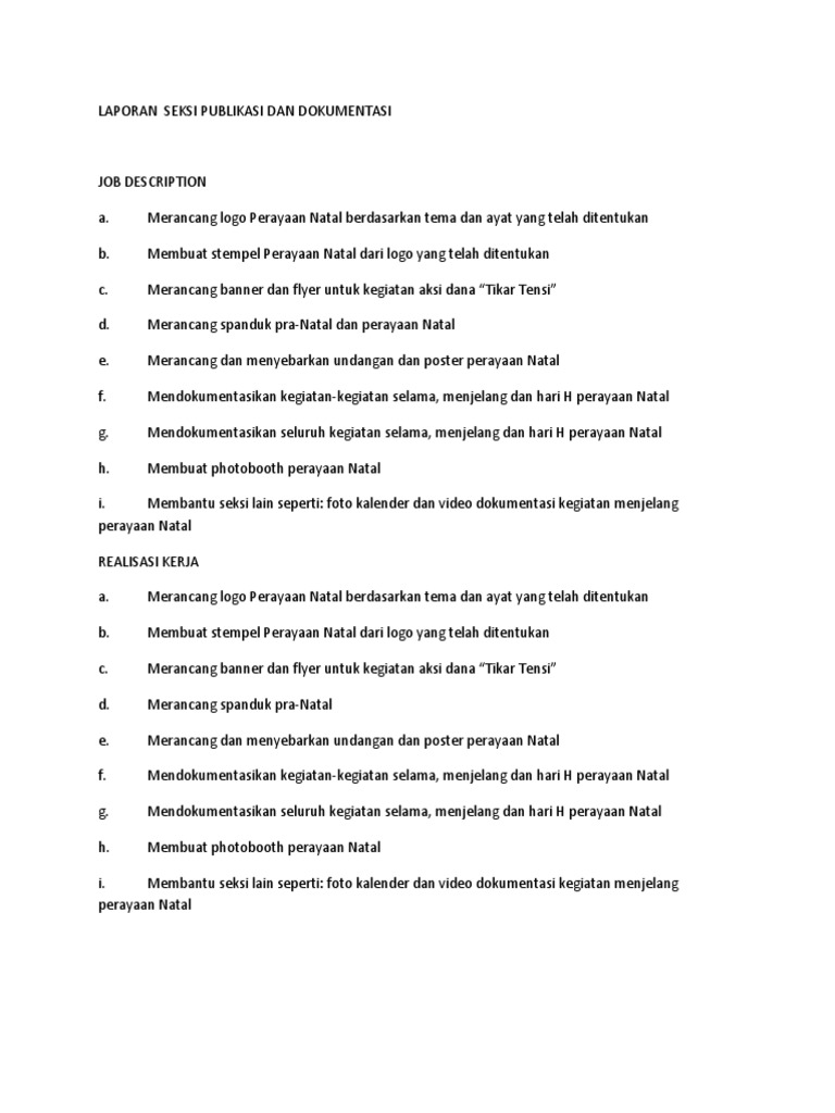 LPJ Pubdok Keren Natal FK Usu 2018 | PDF