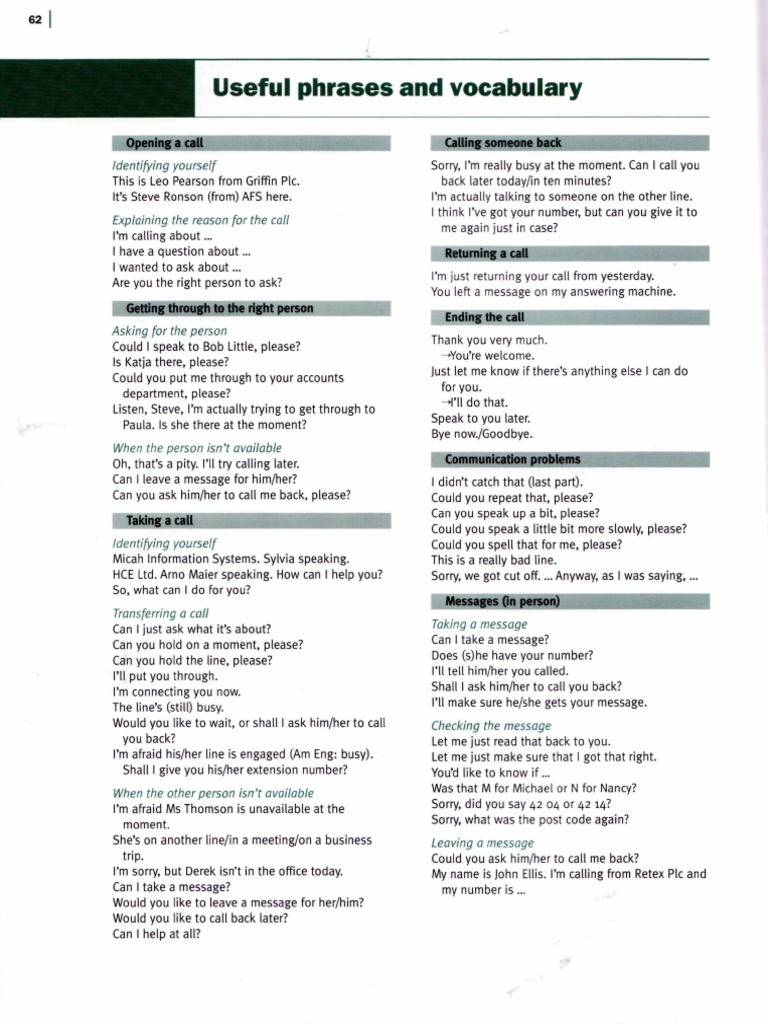 Phone Call Phrases: A Guide to Common Expressions Used During Phone ...