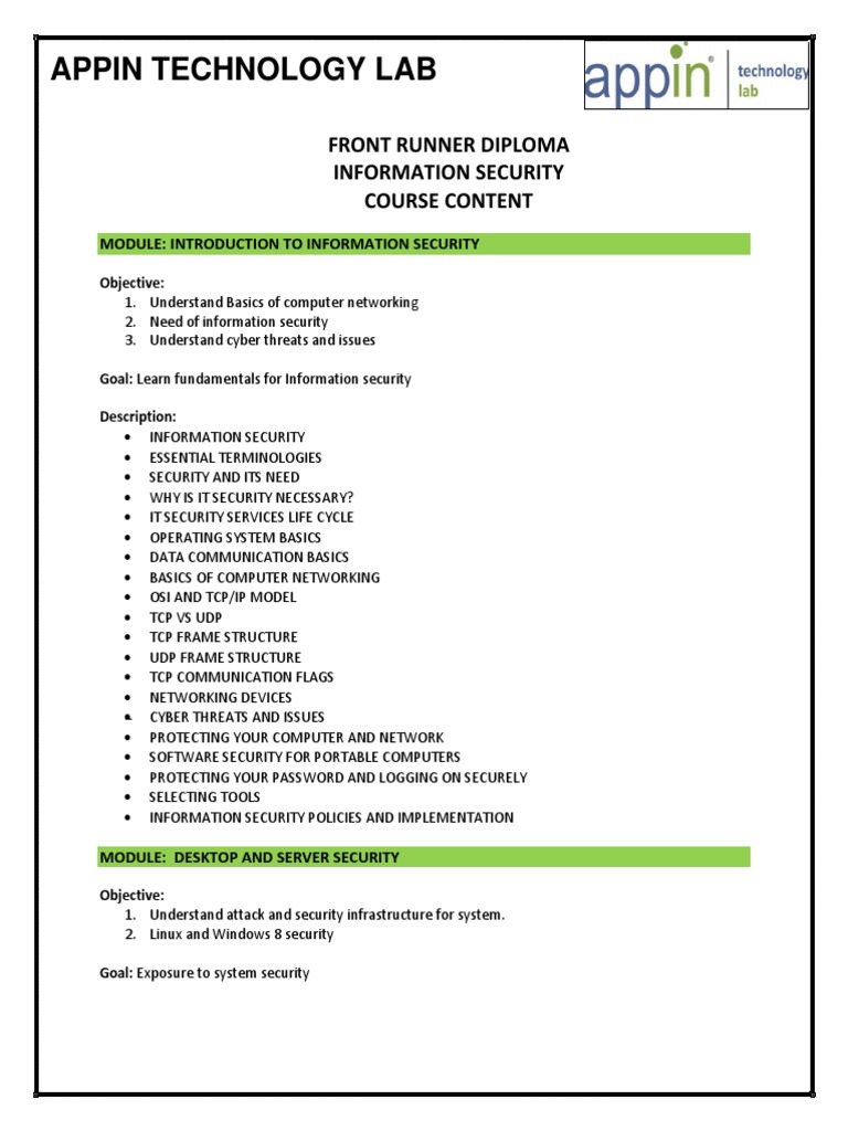 Course Content - Information Security PDF | PDF | Computer Security ...
