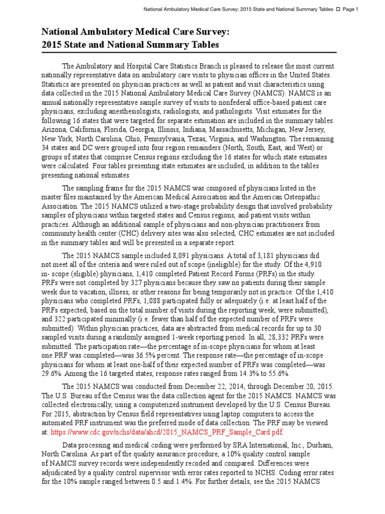 National Ambulatory Medical Care Survey: 2015 State and National ...