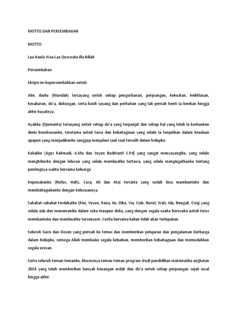 Motto Dan Persembahan | PDF