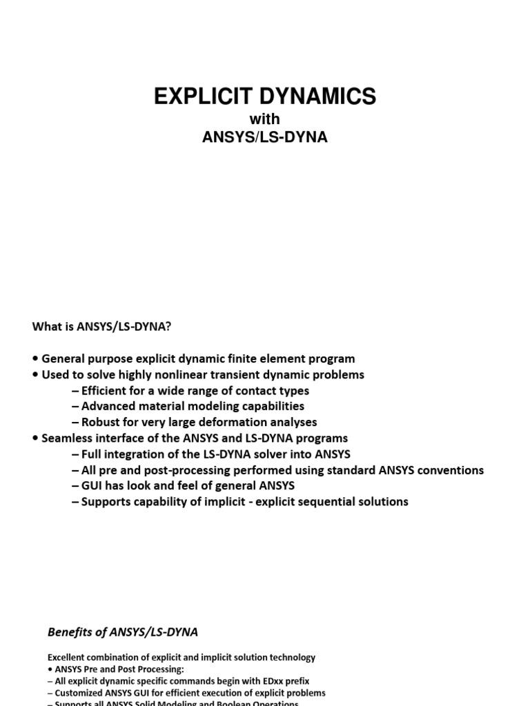 Explicit Dynamics Intro | Download Free PDF | Nonlinear System | Physics