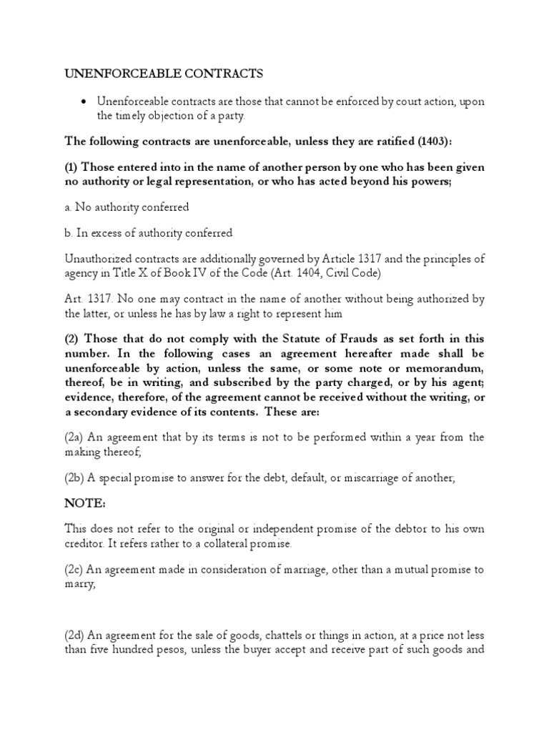 1403 Unenforceable Contracts | PDF | Contract Law | Virtue