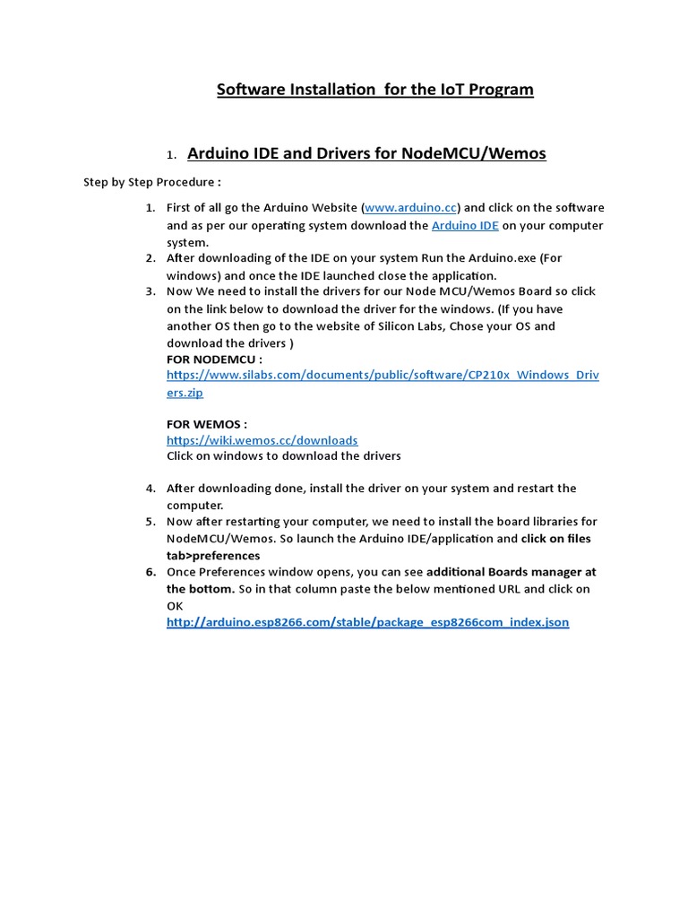 Software and APP Installation Directions For IoT Internship | PDF ...