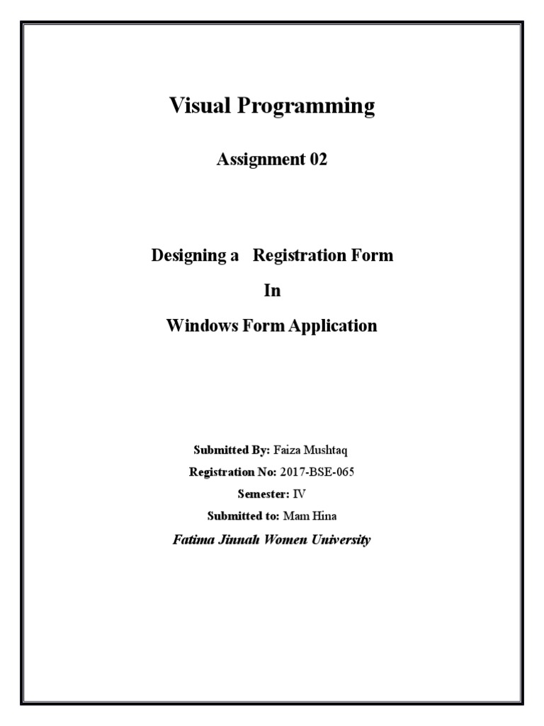 Visual Programming: Assignment 02 | PDF | Computer Programming | Computing
