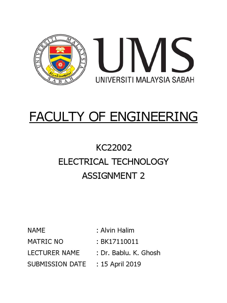 UMS Electrical Engineering Assignment Cover | PDF | Law